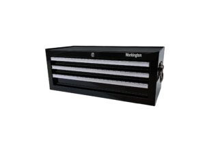 workington industrial 3 drawers portable metal intermediate box, 26" middle tool chest cabinet with ball bearing drawer slides, steel tool storage box organizer 4009 black