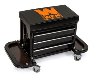 wen gg1350 350-pound capacity garage glider rolling tool chest seat