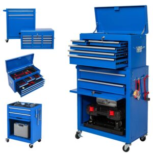 big lighting deals 8-drawer high capacity tool chest, rolling tool box with lock, tool box on 4 wheels with sliding drawers, tool storage cabinet removable portable box for garage warehouse new(blue)