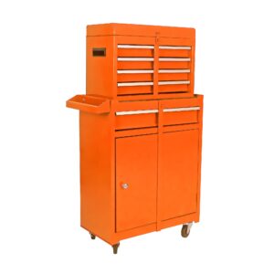 dithoko 5-drawer rolling tool chest cabinet, high capacity tool box storage cabinet with adjustable shelf, removable tool box organizer with 4 wheels for garage warehouse - orange