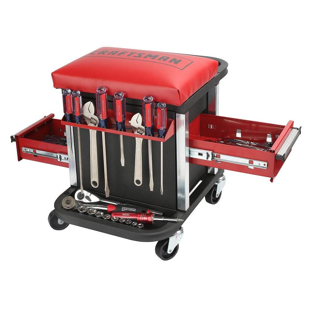 Garage Glider Rolling Tool Chest Seat(Tools Not Included)