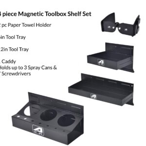 Eisen trayset 4pc Magnetic Toolbox Tray Set, Magnetic Tool Box holder for Cabinet Side Shelf Storage Van Workshop, Tool Trays, Paper Towel Holder and Spray Can Holder, Black