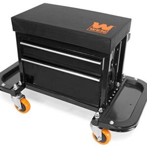 WEN GG1400 400-Pound Capacity Garage Glider Rolling Tool Chest Seat with Storage Pouch