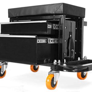 WEN GG1400 400-Pound Capacity Garage Glider Rolling Tool Chest Seat with Storage Pouch