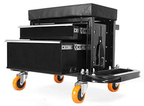 WEN GG1400 400-Pound Capacity Garage Glider Rolling Tool Chest Seat with Storage Pouch