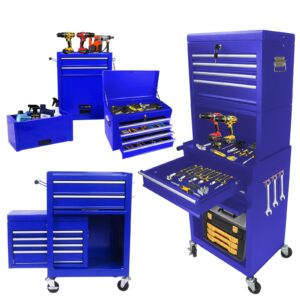 innovative life rolling tool chest with 6 drawers and wheels, clearance tool chest, craftsman tool chest on wheels with lock for garage and auto repair stores, high capacity, detachable, blue