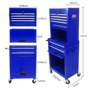 INNOVATIVE LIFE Rolling Tool Chest with 6 Drawers and Wheels, Clearance Tool Chest, Craftsman Tool Chest on Wheels with Lock for Garage and Auto Repair Stores, High Capacity, Detachable, Blue