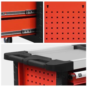 New Package DNA MOTORING 39" H X 30" W X 18" D Heavy Duty Lockable Slide Tool 7-Drawers Chest Rolling Tool Cart Cabinet with Keys (TOOLS-10001), Red