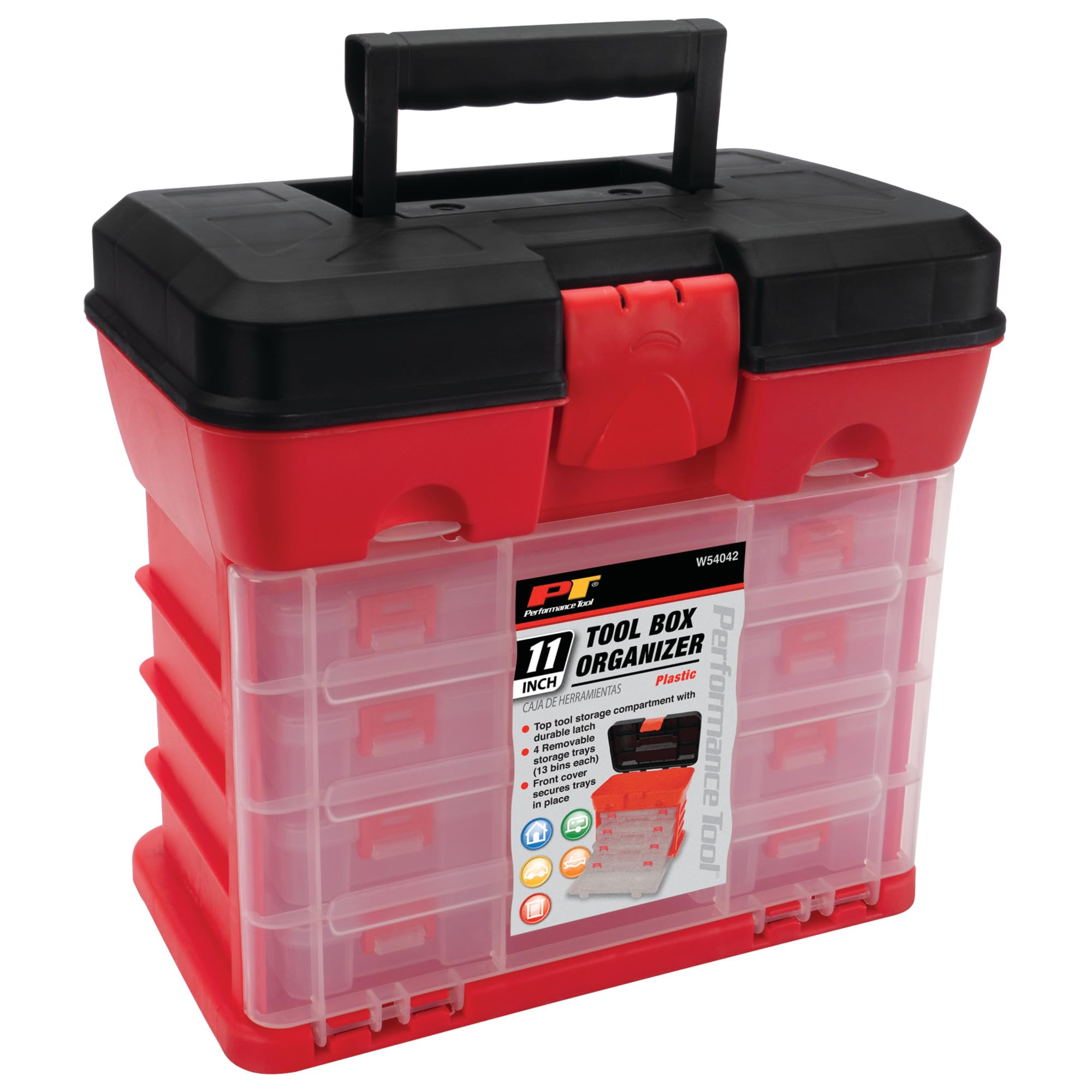 Performance Tool W54042 Plastic Rack System Tool Box with 4 Organizers