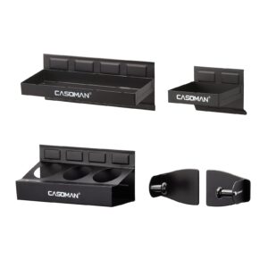 CASOMAN Magnetic Toolbox Shelf, Tray, Paper Towel Holder, 4-Piece Set, Black, Variety of Use, Durable, Magnets Any Metal Surface