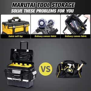 MARUTAI 18'' Rolling Tool Bag with Wheels, Tool Bags Organizer, with Telescopic Handle and Waterproof Cover, 330lbs Load Rated, Storage Manager Toolbox for Camping, Construction Sites