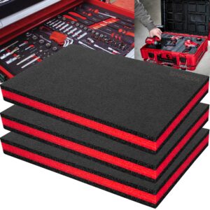 onreva tool box foam 3pack 18x12x2 inch, foam inserts for cases, polyethylene tool foam sheets, drawer foam liner, tool box organizers and storage, toolbox shadow organizer