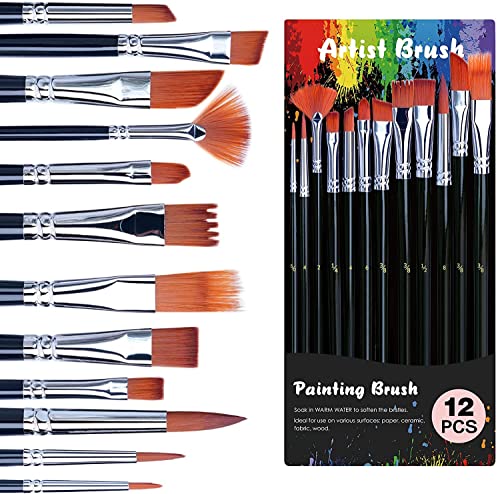 Acrylic Paint Set, 48 Colors (2 oz/Bottle) with 12 Art Brushes, Art Supplies for Painting Canvas, Wood, Ceramic & Fabric, Rich Pigments Lasting Quality for Beginners, Students & Professional Artist