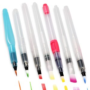 ooku watercolor brush pens - set of 7 multi-purpose watercolor pens refillable, artist grade watercolor brushes for water color painting, lettering | art watercolor paint brushes for kids adults