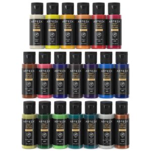 Arteza Craft Acrylic Paint, Set of 20 Classic Colors, 2.02-oz 60 ml Bottles, Water-Based Acrylic Craft Paint for Art & DIY Projects on Glass, Wood, Ceramics, Fabrics, Paper & Canvas