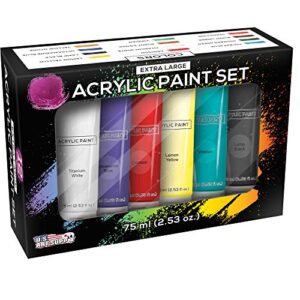 U.S. Art Supply Professional 12 Color Set of Acrylic Paint in Extra-Large 75ml Tubes - Rich Pigment Vivid Colors for Artists, Students, Beginners, Kids, Adults - Canvas, Portrait Paintings, Wood