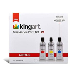 KINGART 505-24 12 mL Unique Colors Acrylic Paint (Set of 24), Assorted