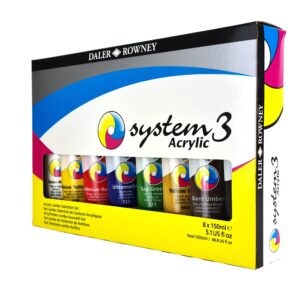 daler rowney system3 8-tube acrylic paint set for adults - acrylic painting supplies for artists and students - acrylic paints for murals canvas and more - art paints for any skill set