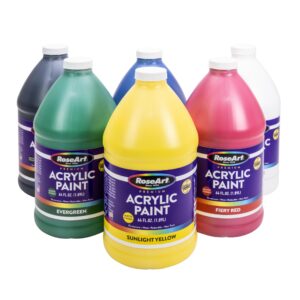 roseart acrylic paint 6 color set 64 oz. - bulk pack for school supply rooms and in class for teachers