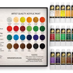 MyArtscape Acrylic Paint Set - 24 x 12ml Tubes - Lightfast - Heavy Body - Long Lasting - Vibrant Colors - Professional Art Supplies - Artist Quality Paints