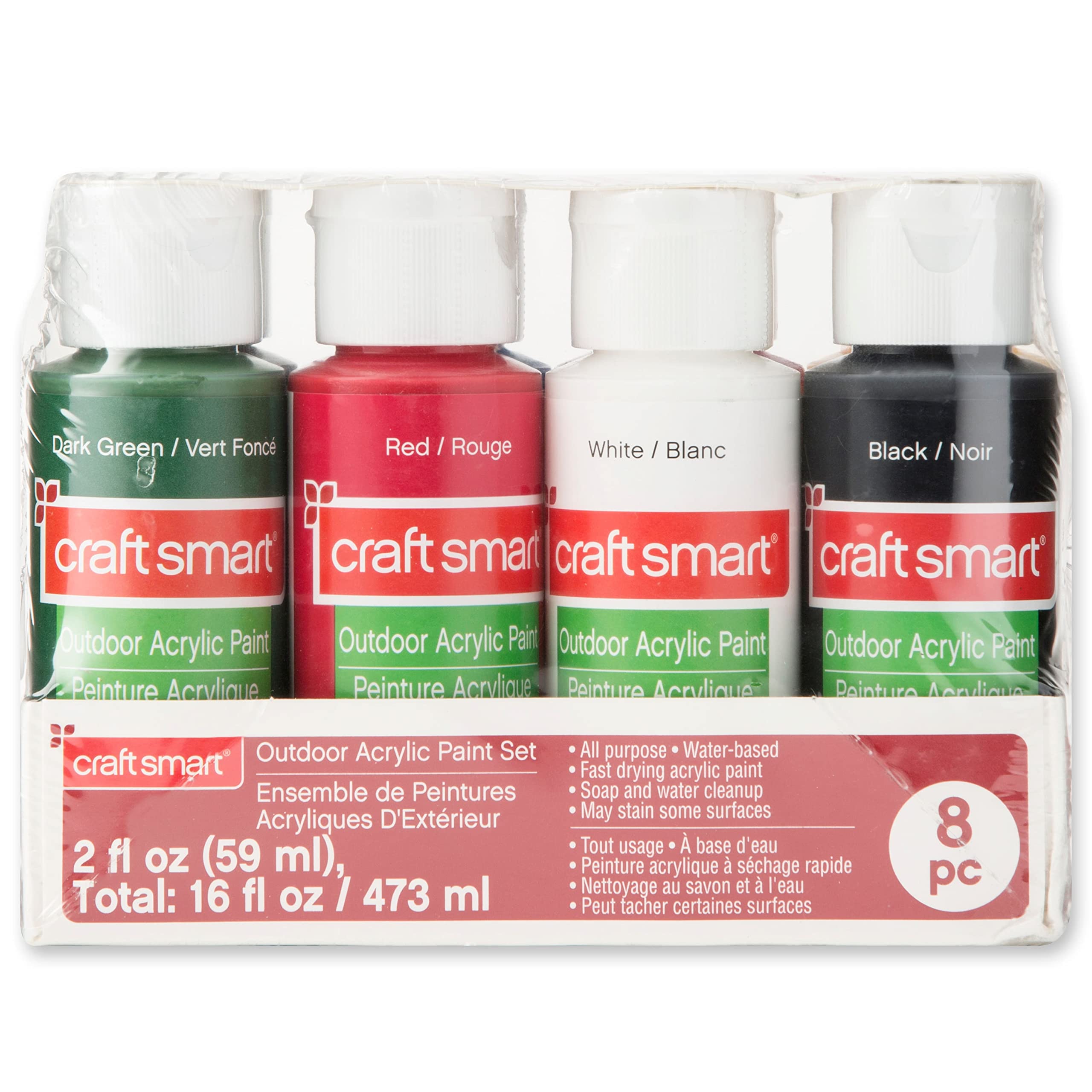 Craft Smart 8 Assorted Outdoor Acrylic Paint Set Non-Toxic Paint For Drawing, Painting, Art & Crafts Supplies - 1 Pack