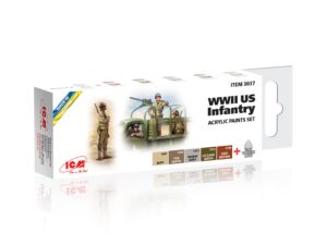 icm 3037 - wwii us infantry acrylic paint set (35599)