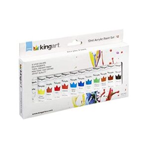 kingart studio acrylic paint, 12 ml (.4oz), set of 12 colors