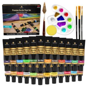 desire deluxe acrylic paint set - non toxic water based rock painting kit for stone, ceramic, glass, wood, porcelain, pebbles-complete craft set