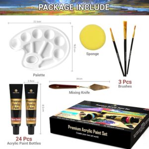 Desire Deluxe Acrylic Paint Set - Non Toxic Water Based Rock Painting Kit for Stone, Ceramic, Glass, Wood, Porcelain, Pebbles-Complete Craft Set