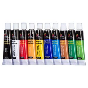 time 4 crafts 10-piece acrylic paint for watercolor or oil painting projects, 8.25 inches, multicolor