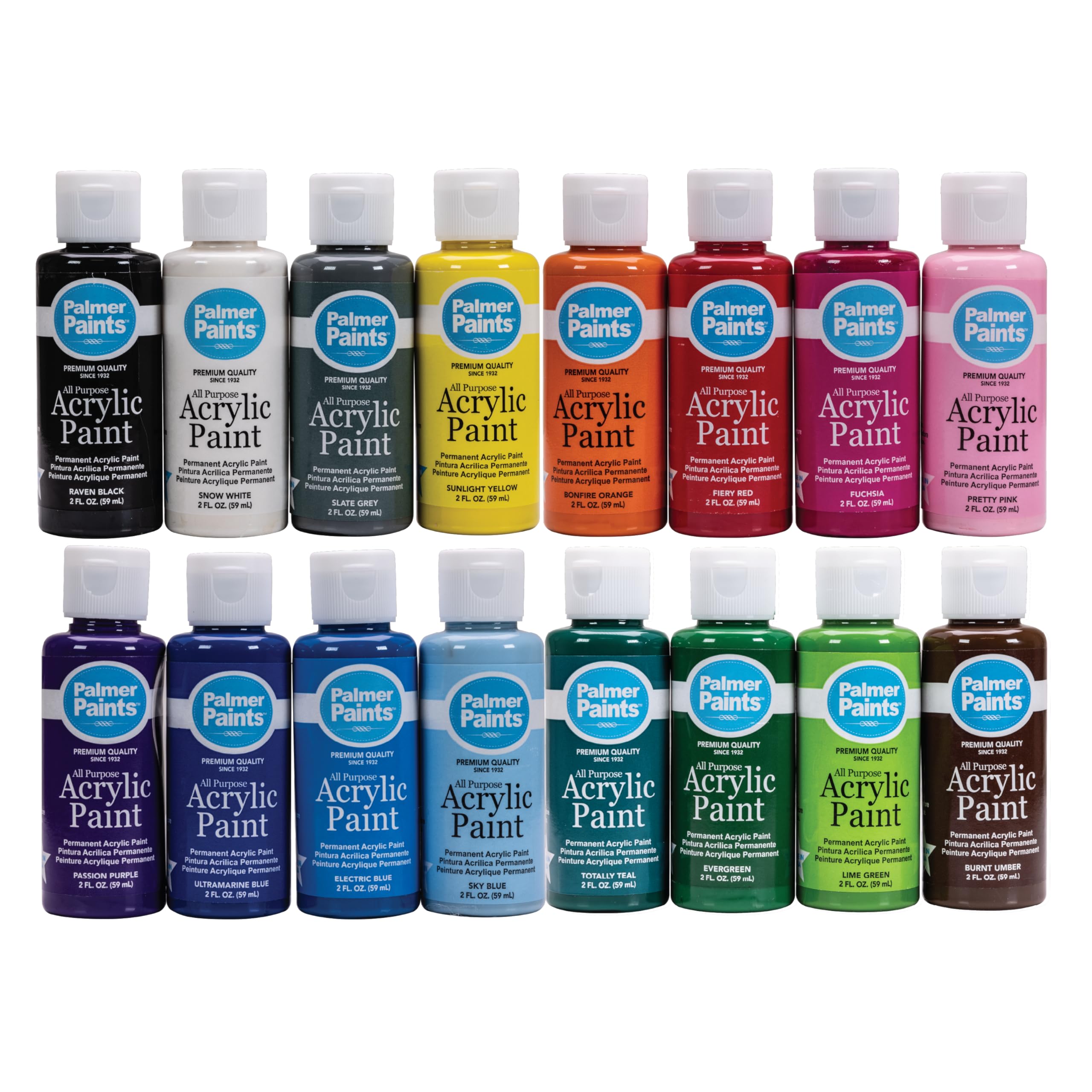 Palmer 2oz 16 Color Acrylic Paint Set, Perfect Color Selection