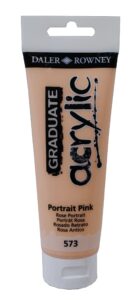 daler-rowney graduate acrylic paint, portrait pink, 120ml - acrylic painting supplies for artists and students - acrylic paints for panels, canvas, paper and more - art paints for any skill set