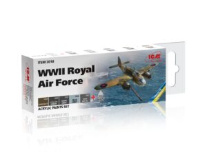 icm 3018 - acrylic paint set for wwii royal air force