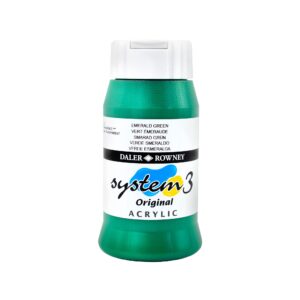 daler rowney system3 emerald 500ml acrylic paint tube - acrylic painting supplies for artists and students - artist paint for murals canvas and more - art paint for any skill set