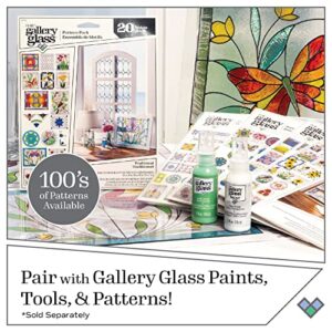 Gallery Glass PROMOGGSTR22 Stained Glass Painting Starter Kit, 10 Piece Set Including 6 Colors, 1 Bottle of Liquid Leading, 2 Plastic Surfaces and 1 Pattern Pack of 20 Molds