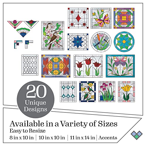 Gallery Glass PROMOGGSTR22 Stained Glass Painting Starter Kit, 10 Piece Set Including 6 Colors, 1 Bottle of Liquid Leading, 2 Plastic Surfaces and 1 Pattern Pack of 20 Molds