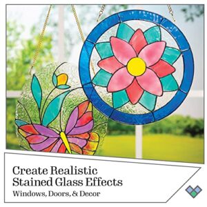 Gallery Glass PROMOGGSTR22 Stained Glass Painting Starter Kit, 10 Piece Set Including 6 Colors, 1 Bottle of Liquid Leading, 2 Plastic Surfaces and 1 Pattern Pack of 20 Molds