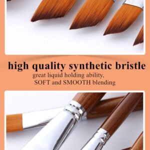 Paint Brushes Nylon Hair Angular Brushes 13pcs Long Handle Acrylic Paint Brush Set for Canvas Painting Oil Paint Professional Painting Kits (Angular 13pcs Longer Handle)