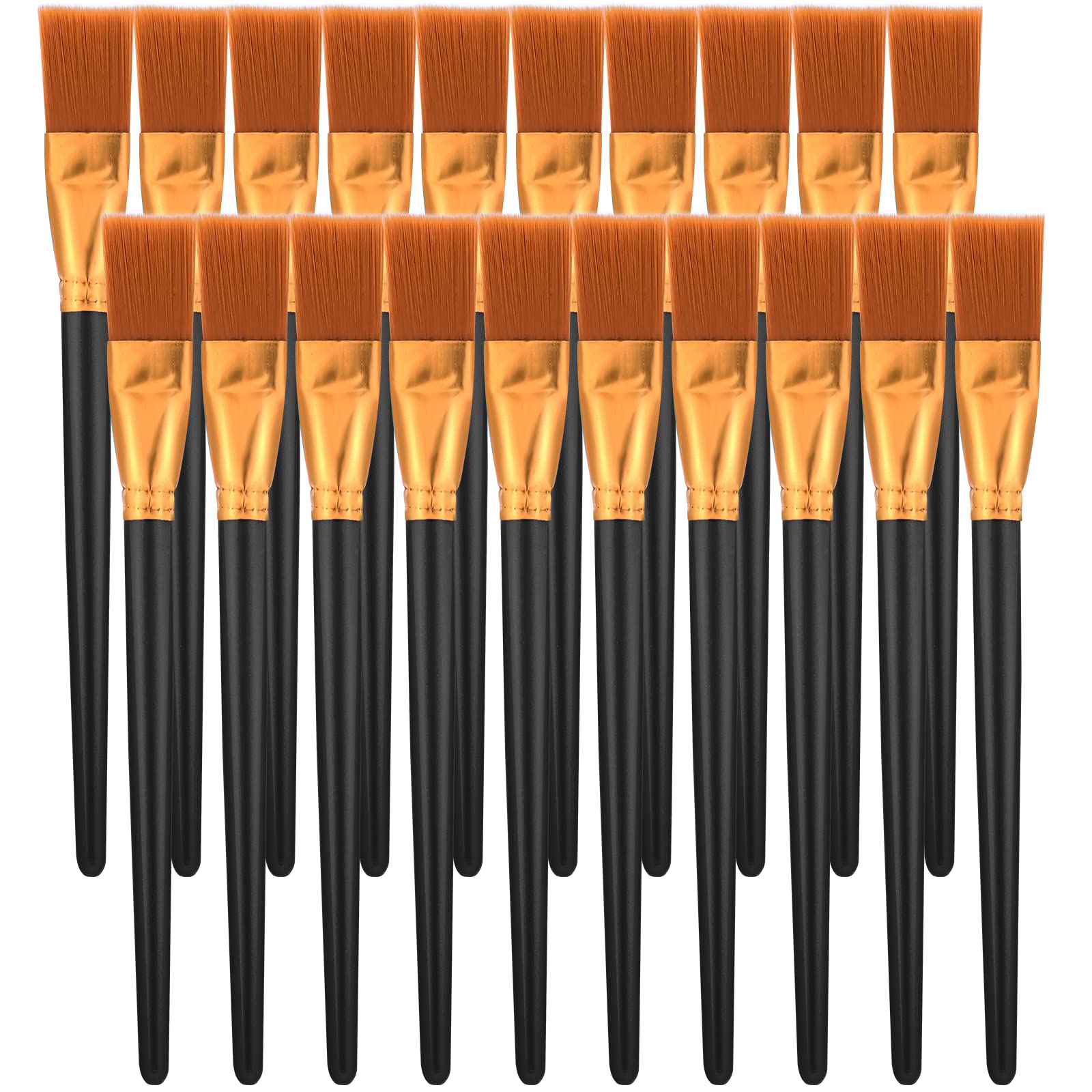 20 Pieces Paint Brushes for Acrylic Painting, Nylon Paint Brushes 1 Inch Wide Flat Paint Brushes Set for Artists Professional Amateurs Gouache & Acrylics Watercolors Gouache Inks Oil Black