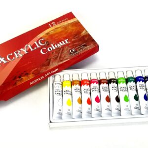 12 Color Acrylic Paint Set 12 ml Tubes Artist Draw Painting Rainbow Pigment