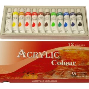 12 Color Acrylic Paint Set 12 ml Tubes Artist Draw Painting Rainbow Pigment