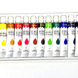 12 Color Acrylic Paint Set 12 ml Tubes Artist Draw Painting Rainbow Pigment