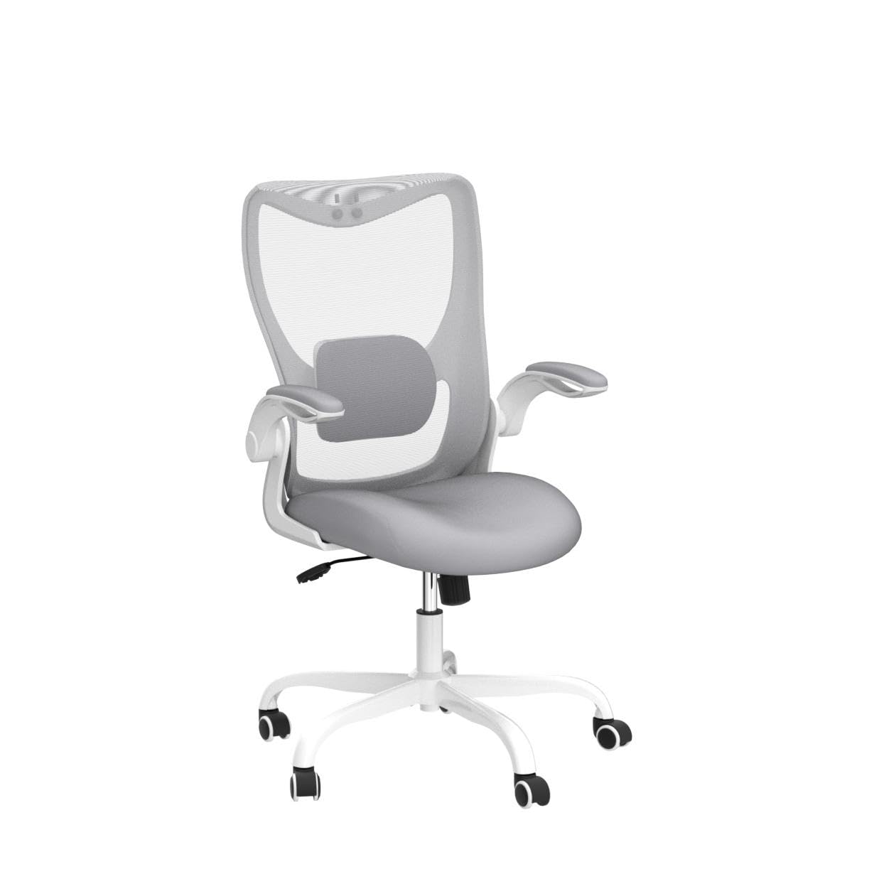 MUXX.STIL Office Chair, Ergonomic Desk Chair with Adjustable Lumbar Support and Flip up Armrest, Breathable Mesh Computer Chair for Home Office, Gray