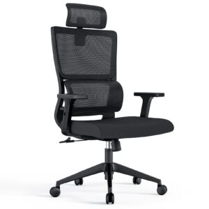 ergonomic office chair with upgraded lumbar support and adjustable armrest headrest, desk chair with mesh high back, home office desk chair, computer chair, rolling chair