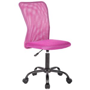 mid back ergonomic computer office chair executive desk task mesh chair rolling swivel chair with lumbar support for back pain(pink)