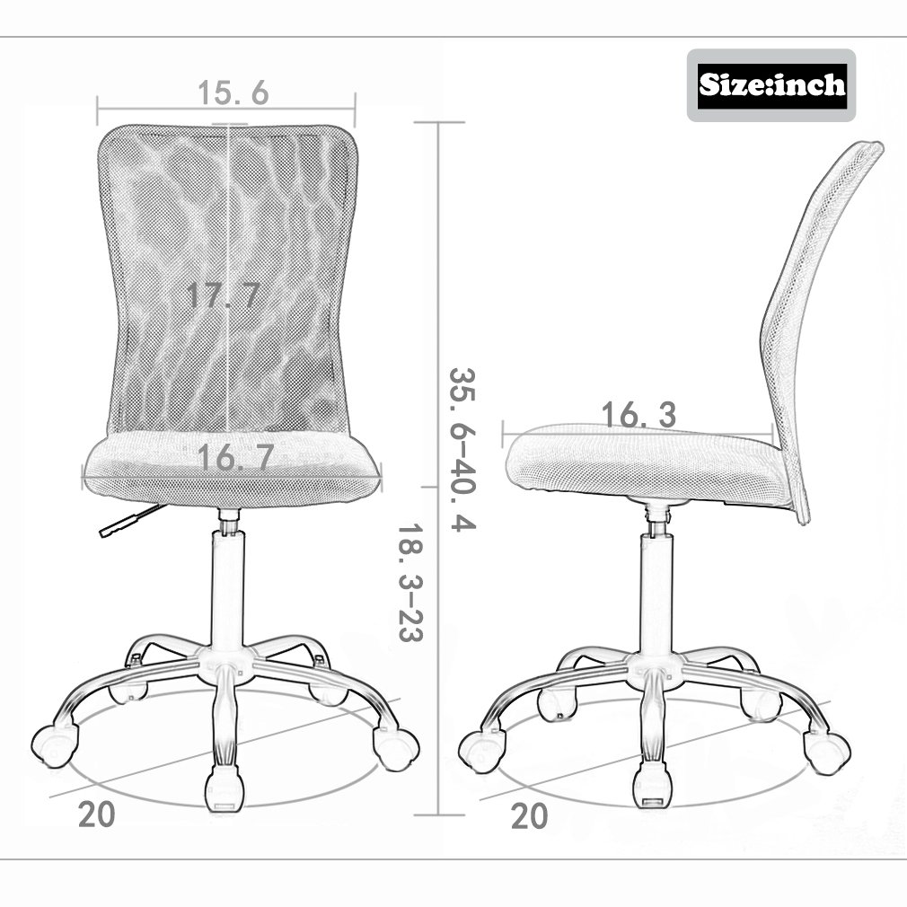 Mid Back Ergonomic Computer Office Chair Executive Desk Task Mesh Chair Rolling Swivel Chair with Lumbar Support for Back Pain(Pink)