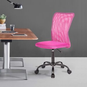 Mid Back Ergonomic Computer Office Chair Executive Desk Task Mesh Chair Rolling Swivel Chair with Lumbar Support for Back Pain(Pink)