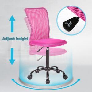 Mid Back Ergonomic Computer Office Chair Executive Desk Task Mesh Chair Rolling Swivel Chair with Lumbar Support for Back Pain(Pink)