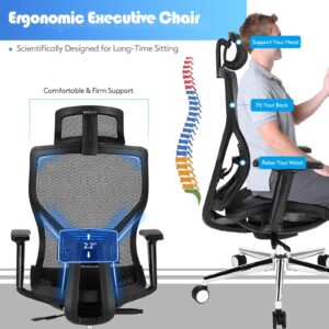 Giantex Ergonomic Office Chair, High-Back Mesh Executive Chair, with Adjustable Headrest, 3D Armrest, Lumbar Support, Reclining Backrest, Swivel Home Desk Chair, Computer Task Chair