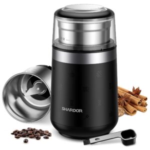 shardor super silent coffee grinder electric, herb grinder, spice grinder, coffee bean grinder, espresso grinder with 1 removable stainless steel bowl